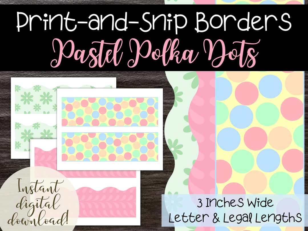 Printable Border Set Pastel Polka Dots Trim for Teacher's - Etsy