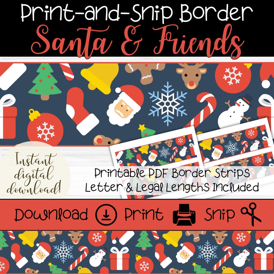 Santa & Friends Bulletin Board Border | Printable Christmas Classroom ...