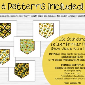 Sunflower Bunting Banner Flags: Classroom Decor (printable PDF) - Etsy