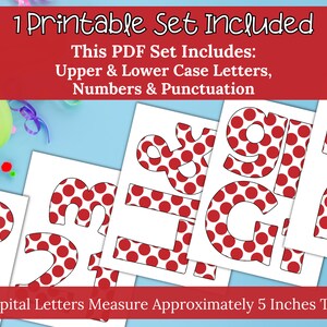 Red Polka Dot Letters Printable Red Bulletin Board Letter Set 5 Inch ...