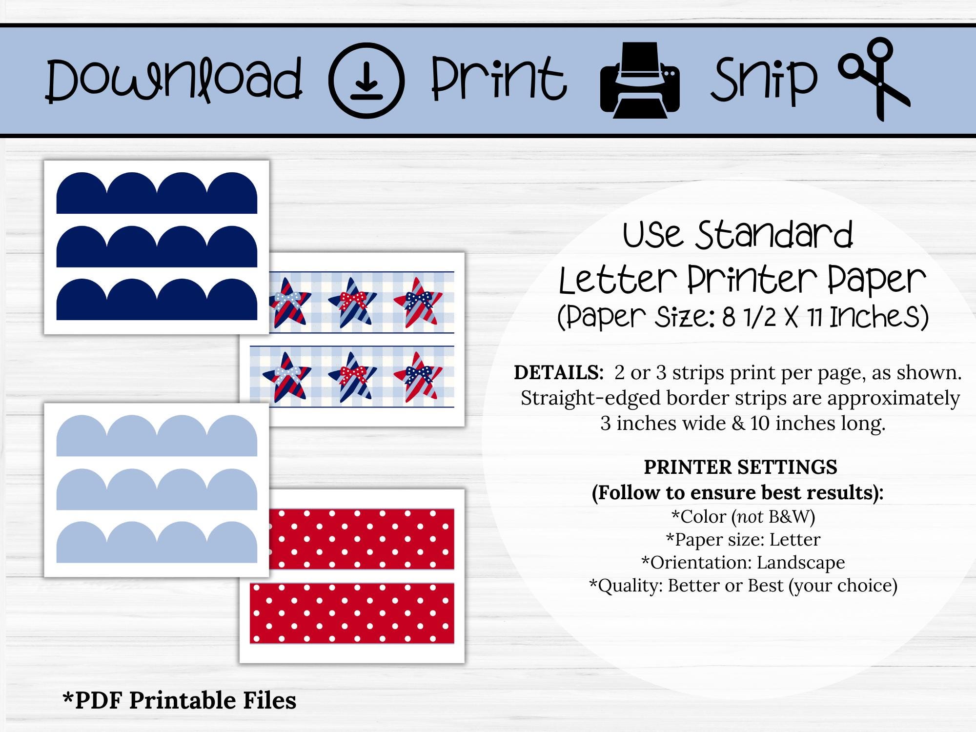 Patriotic Bulletin Board Borders Red, White & Blue Bows Printable ...