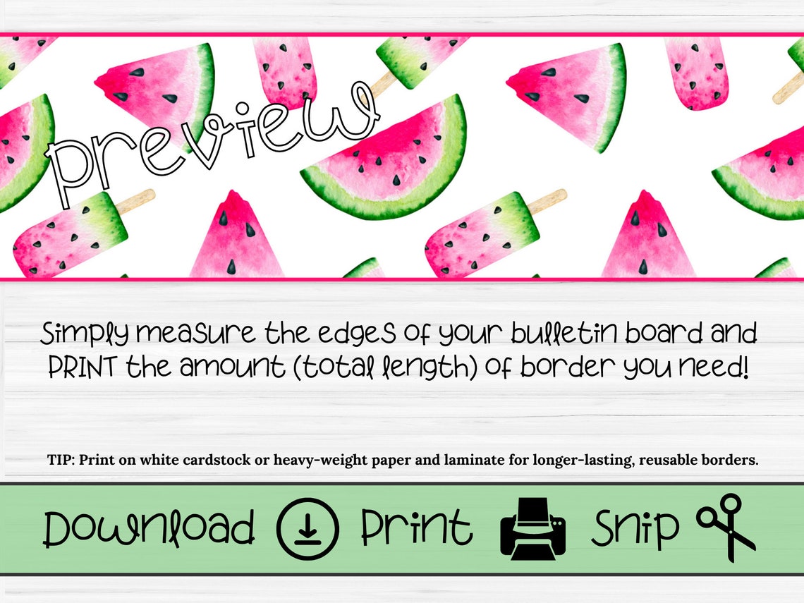 Watermelon Bulletin Board Set Printable Letters Bunting - Etsy