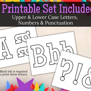 Bulletin Board Letter Set | Black Ink Outline | 5 Inch Printable Block ...