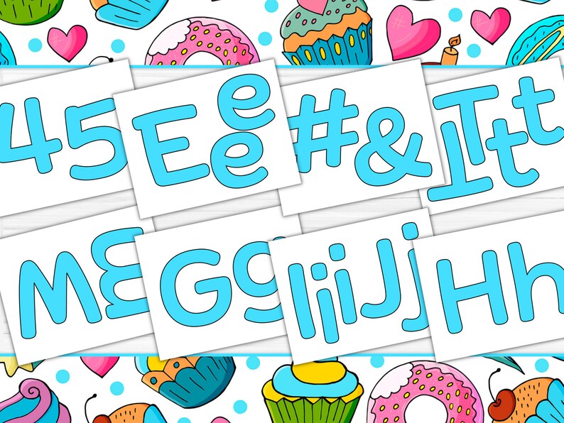 Bulletin Board Letters and Border Set, Printable Electric Sky Blue ...