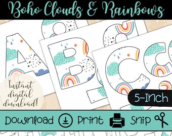 Boho / Retro PRINTABLE Bulletin Board Letters - Etsy