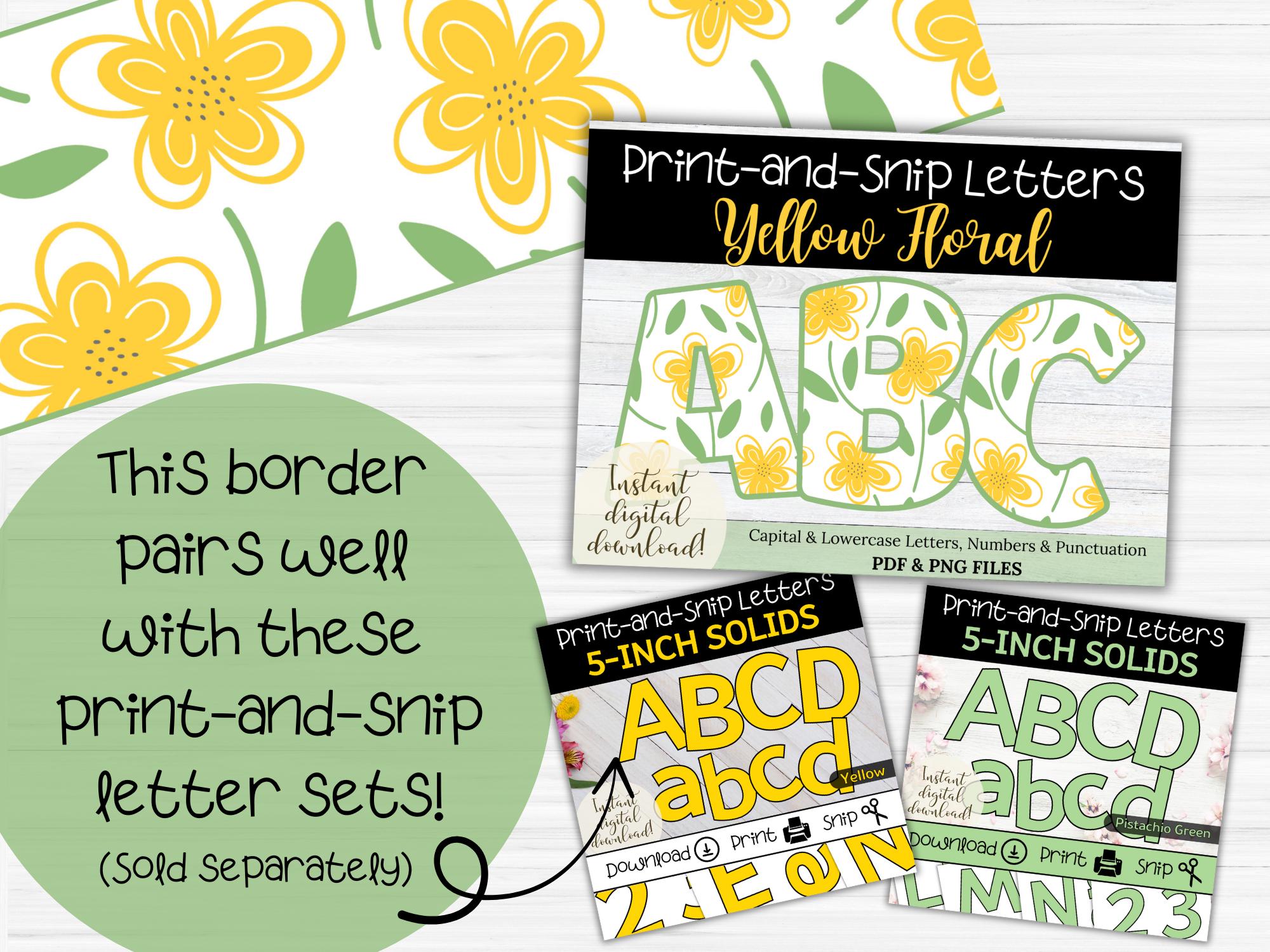 Yellow Floral Bulletin Board Border | Classroom Decor (digital Download ...