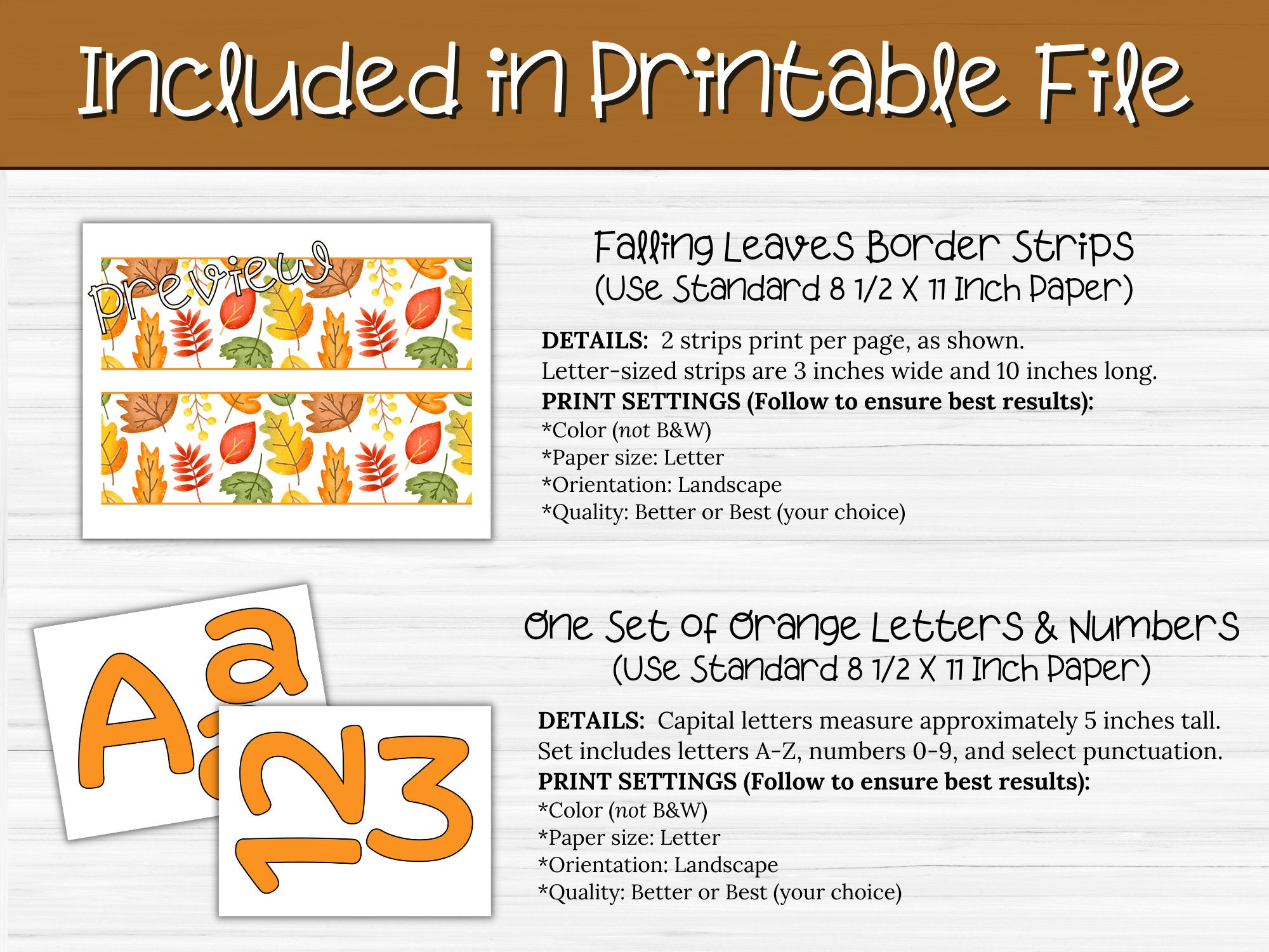 Fall Leaves Bulletin Board Set: Printable Autumn Letters & Border ...