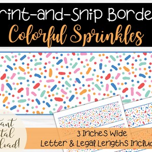 Colorful Sprinkles Bulletin Board Border, Printable Trim for Teacher's ...