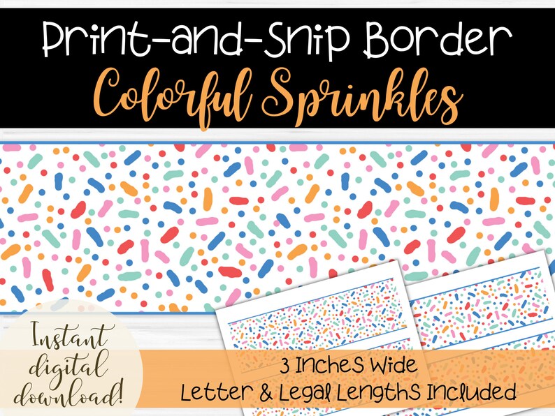 Colorful Sprinkles Bulletin Board Border, Printable Trim for Teacher's ...