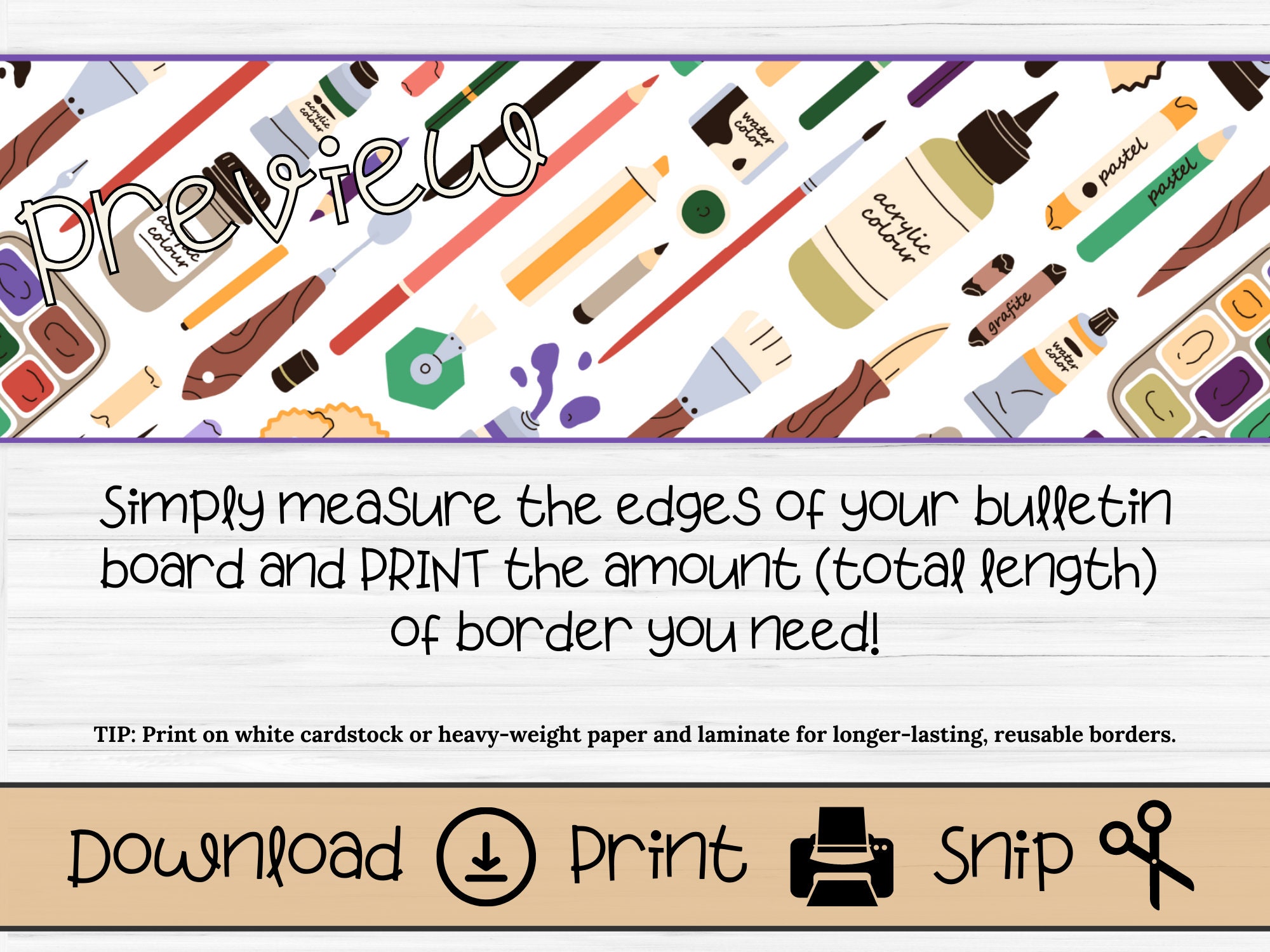 Art Classroom Bulletin Board Decor: Printable Art Supplies (PDF) - Etsy