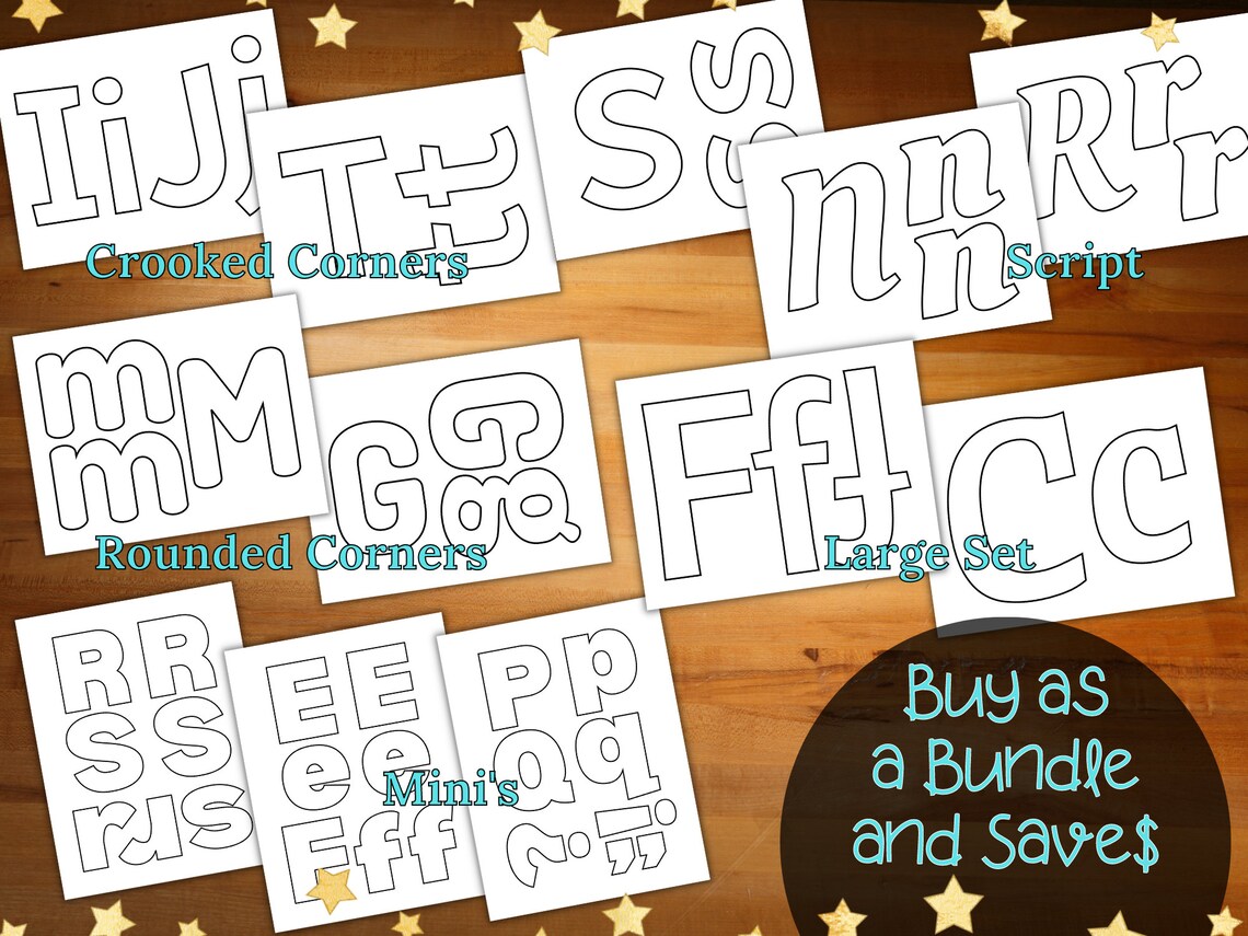 Printable Bulletin Board Letters Bundle: Black Ink Outline (digital ...