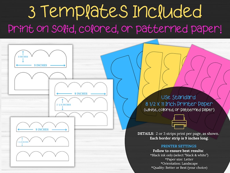 Scalloped Bulletin Board Border Templates Printable Borders for ...