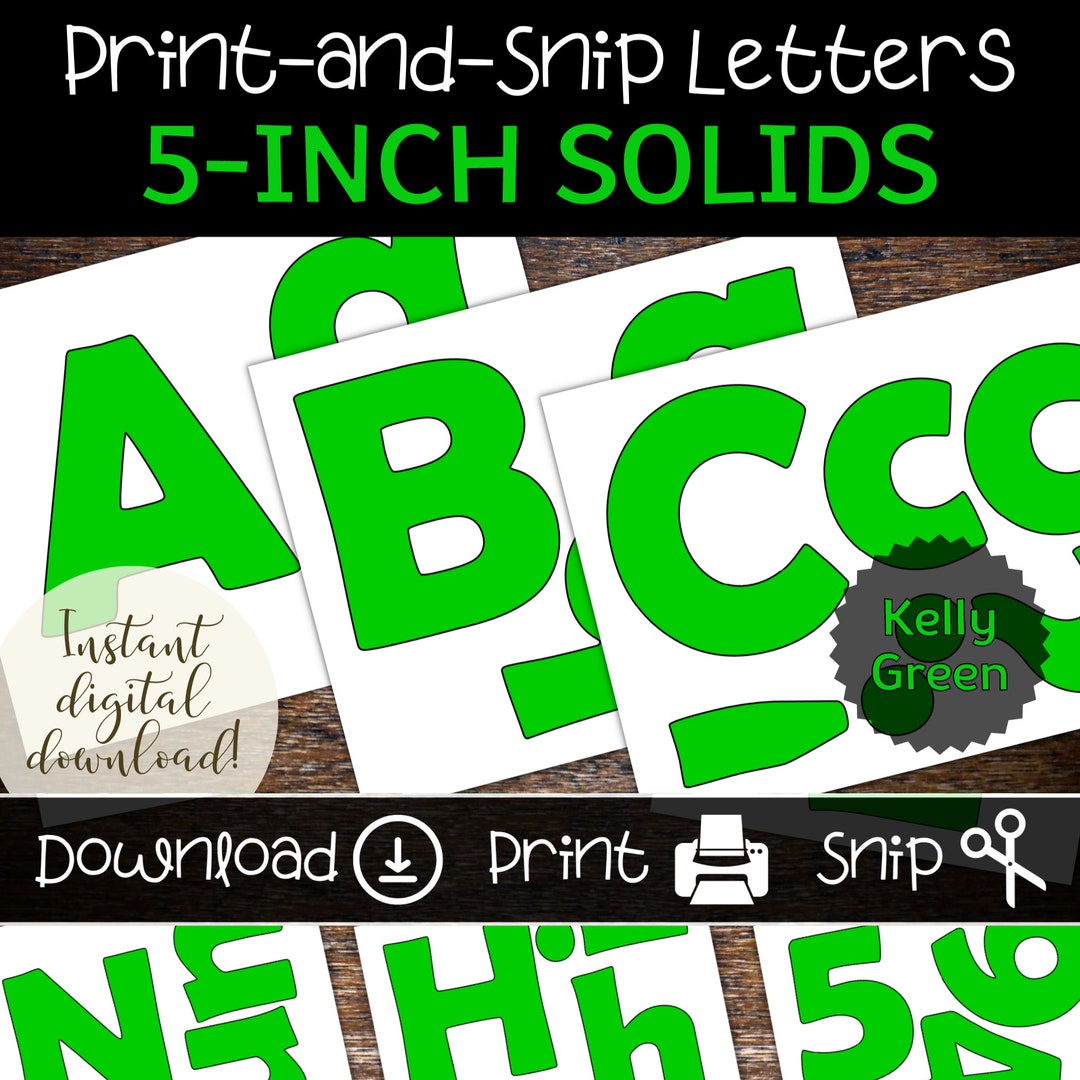 Kelly Green Bulletin Board Letters and Numbers, Printable Letter Set ...
