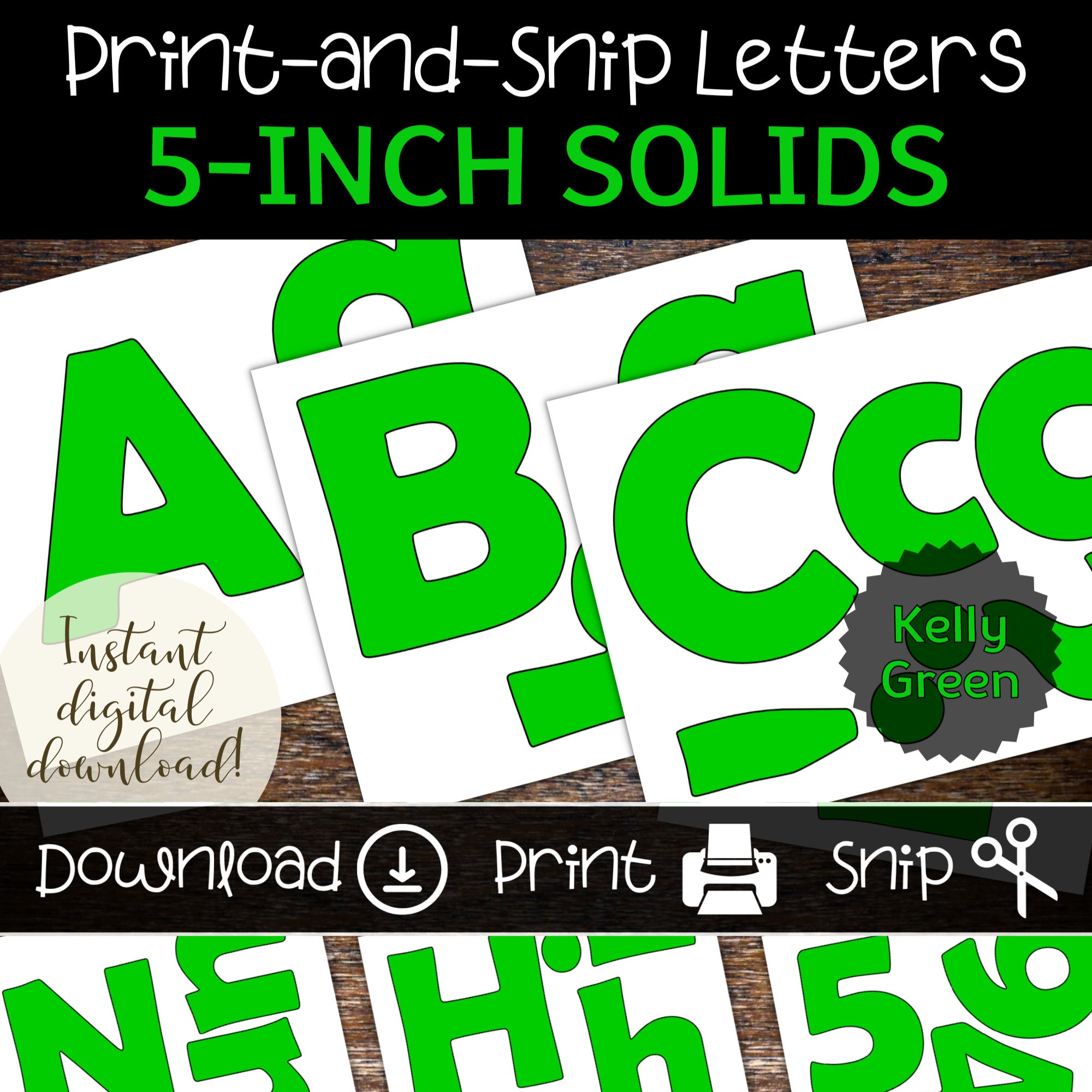 Kelly Green Bulletin Board Letters and Numbers, Printable Letter Set ...