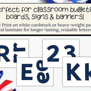 Navy Blue Letter Set, Printable Bulletin Board & Sign Letters, Dark ...
