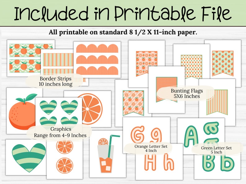 Bulletin Board Printable Kit Orange Fruit Themed Classroom Display Back ...