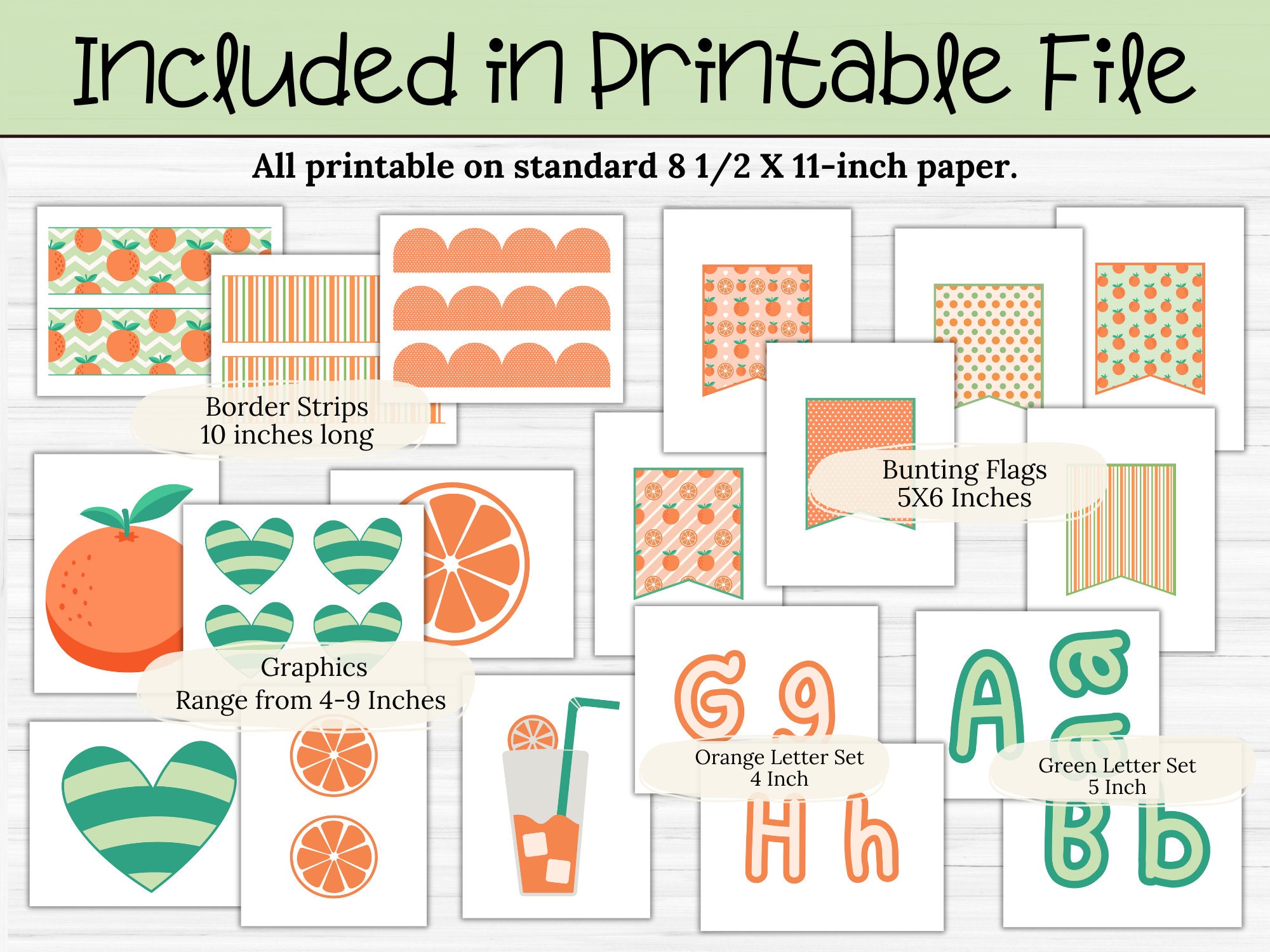 Bulletin Board Printable Kit Orange Fruit Themed Classroom Display Back ...