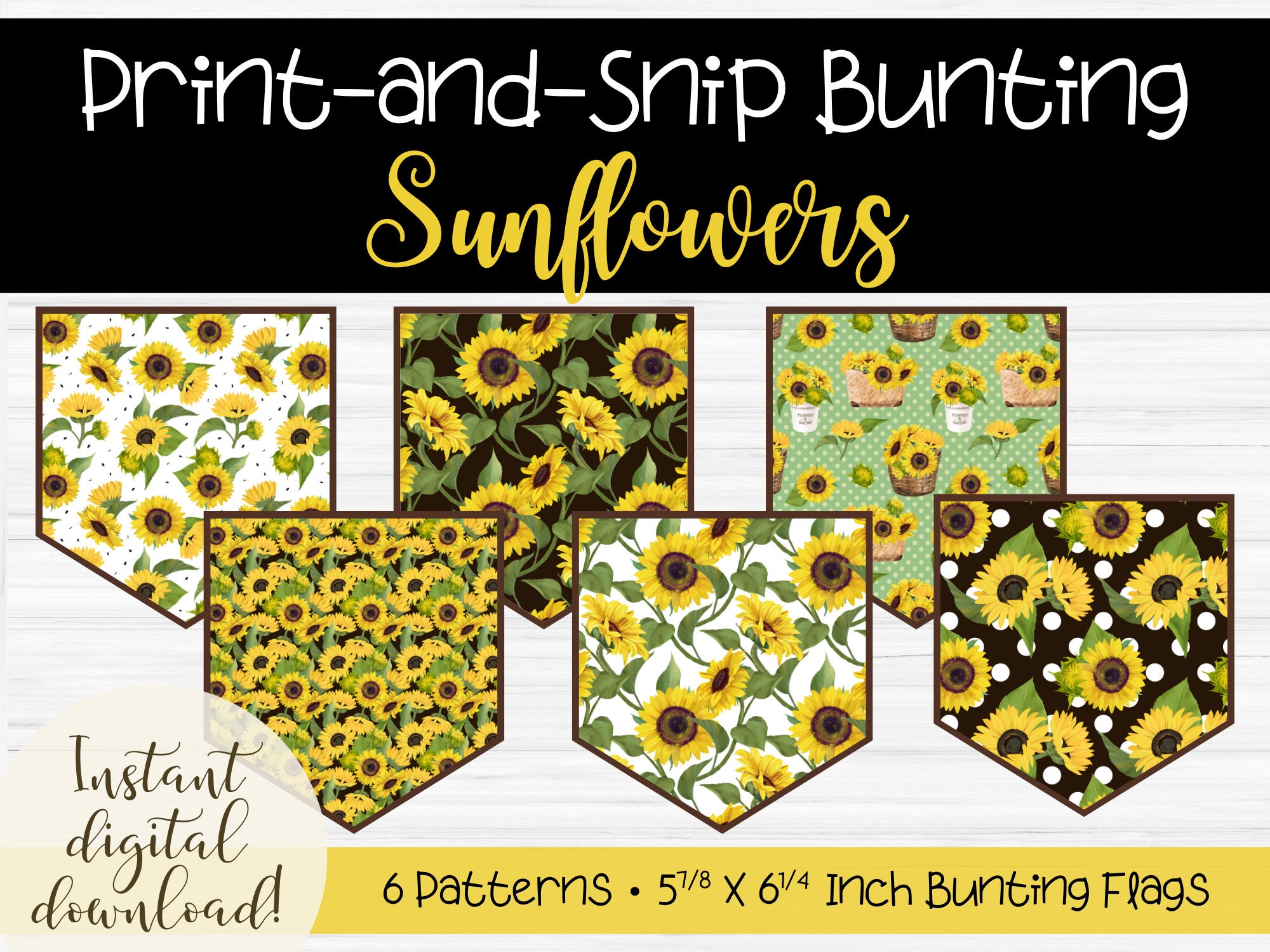 Sunflower Bunting Banner Flags: Classroom Decor (printable PDF) - Etsy
