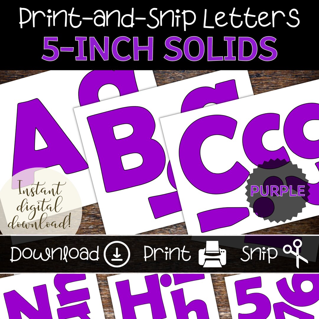 Purple Bulletin Board Letters | Printable Letter Set | Bright Purple ...