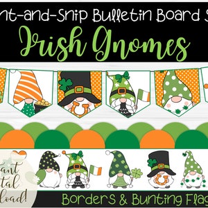 St. Patrick's Day Bulletin Board Set | Irish Gnomes Theme | Printable ...