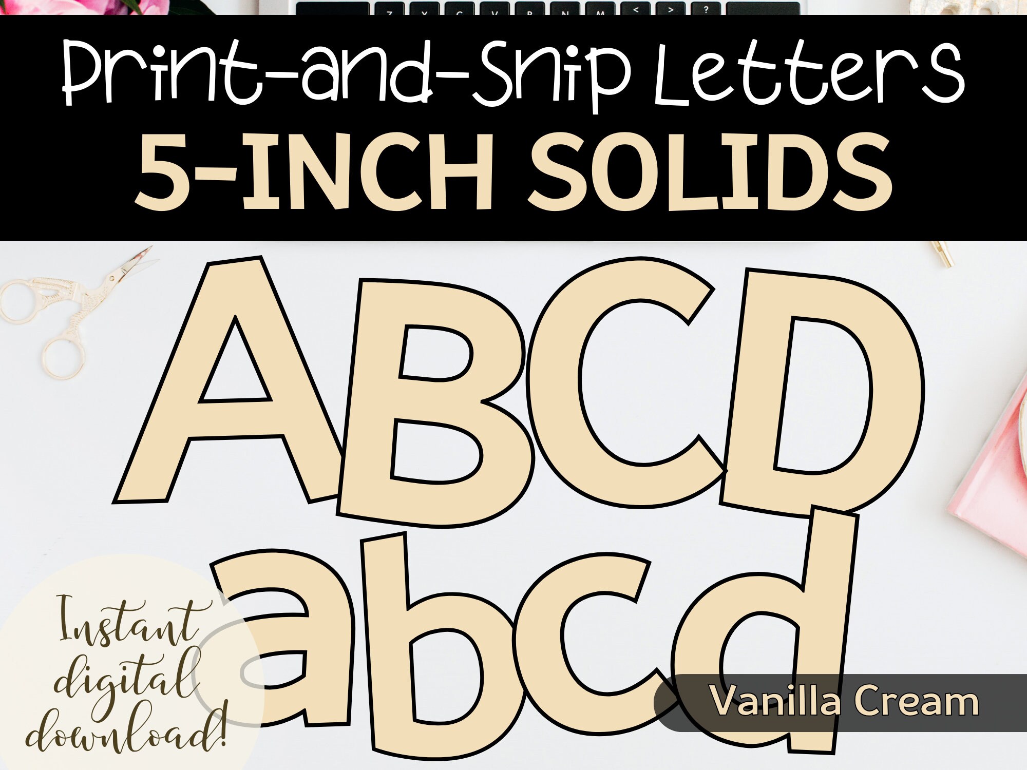 Cream Bulletin Board Letters Printable Vanilla Cream Colored - Etsy
