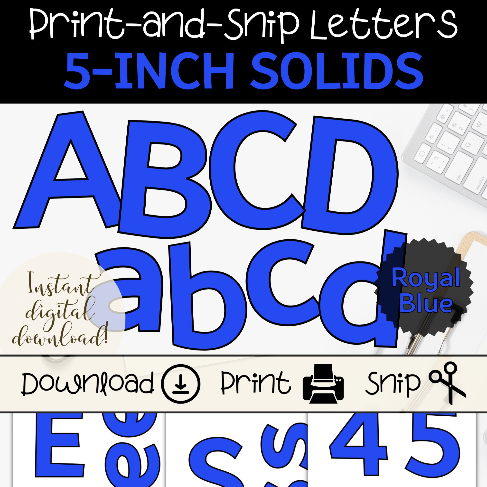 Royal Blue Letter Set Printable Bulletin Board Letters DIY Signs ...