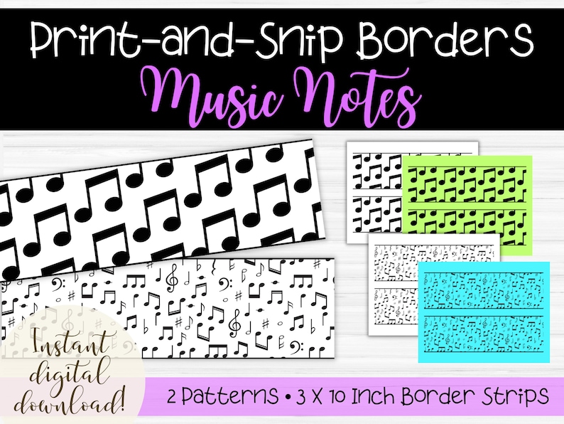 Music Notes Bulletin Board Border Strips Printable Music Borders ...