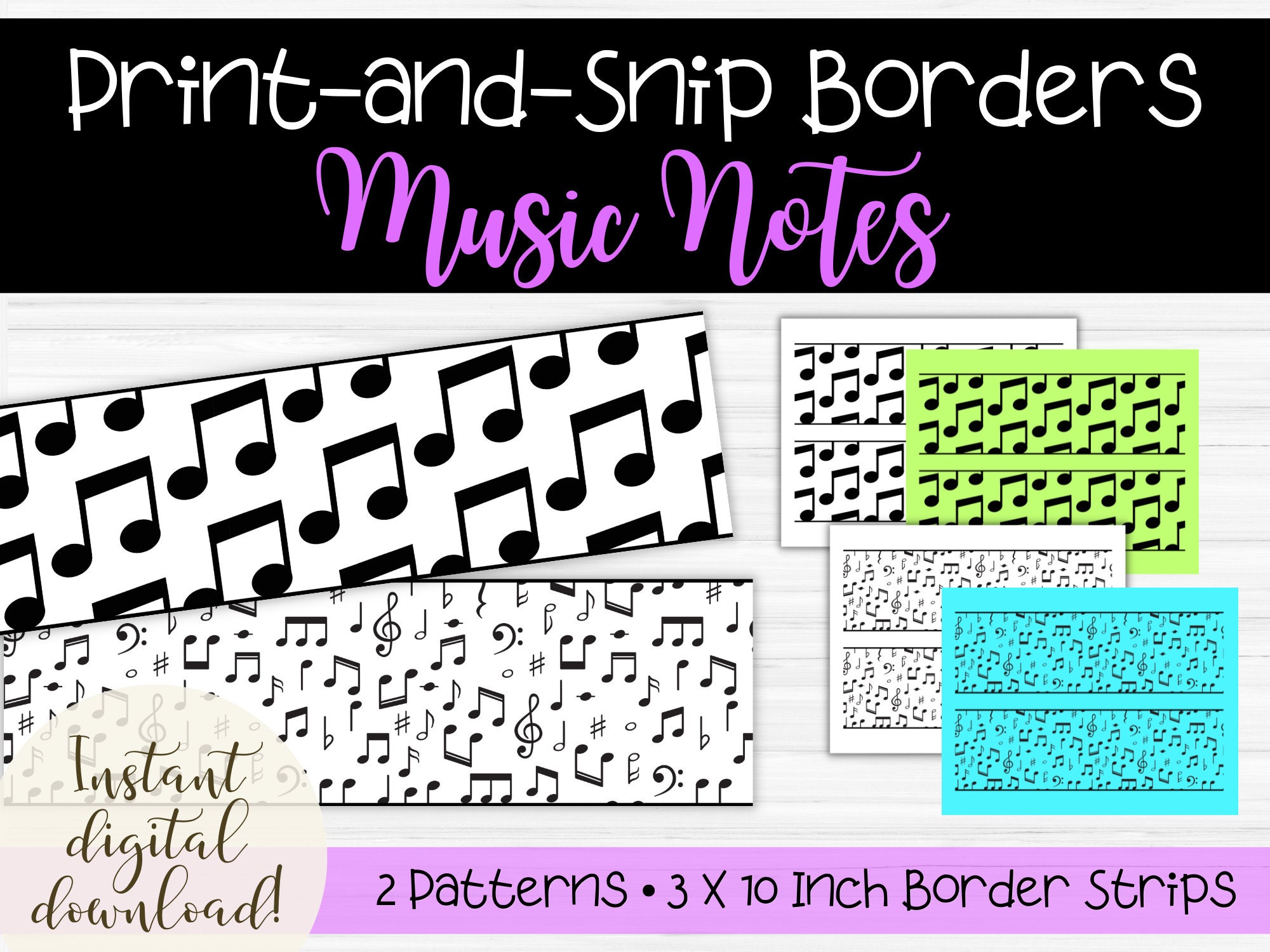 Music Notes Bulletin Board Border Strips Printable Music Borders ...