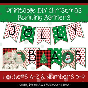 Digital Christmas Holiday DIY Bunting Banner Letters and Numbers ...