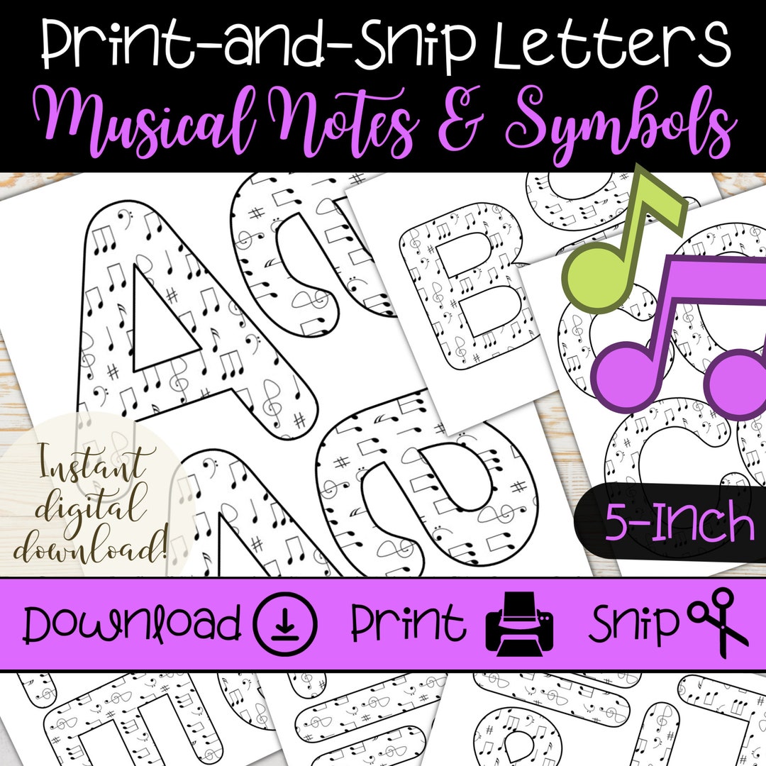 Musical Notes & Symbols Bulletin Board Letters Set for Music Teachers ...