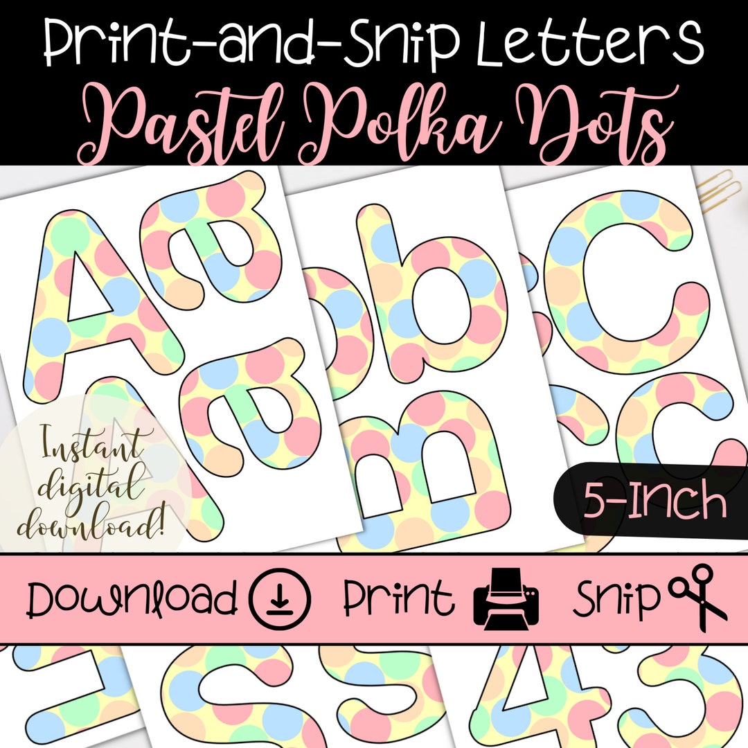 Bulletin Board Letters | Pastel Polka Dots Theme | Printable Letter Set ...