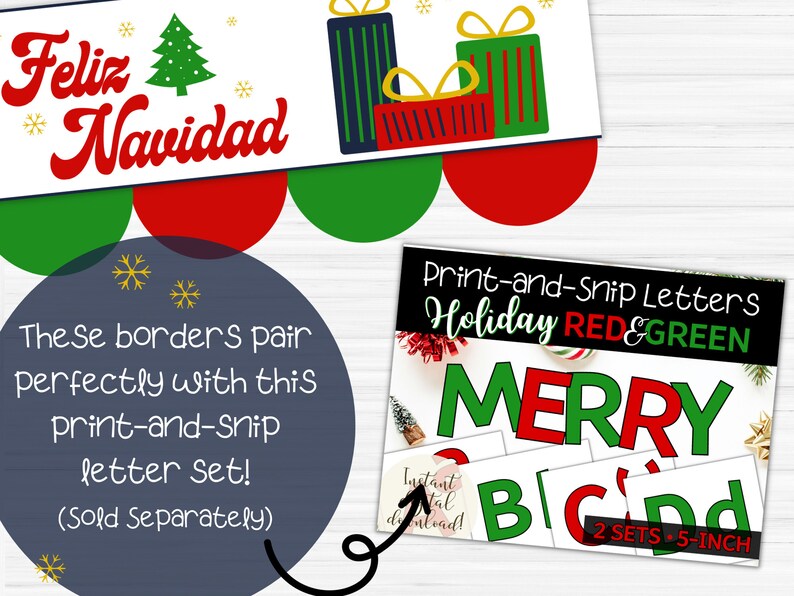 Feliz Navidad Bulletin Board Border Spanish & Bilingual - Etsy