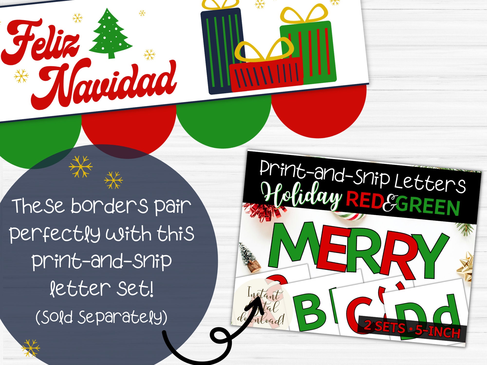 Feliz Navidad Bulletin Board Border Spanish & Bilingual - Etsy