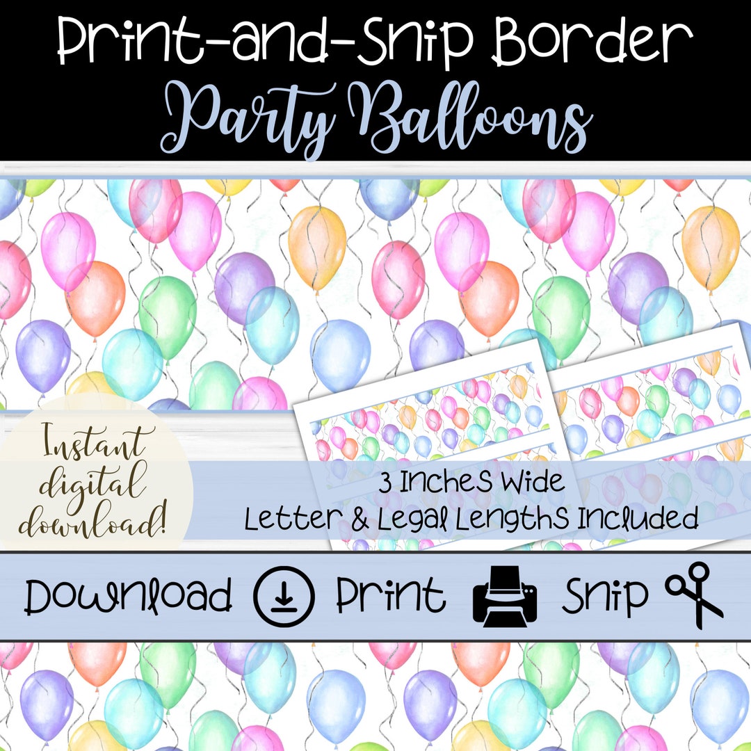 Bulletin Board Border Strips | Birthday Balloons Theme | Printable ...