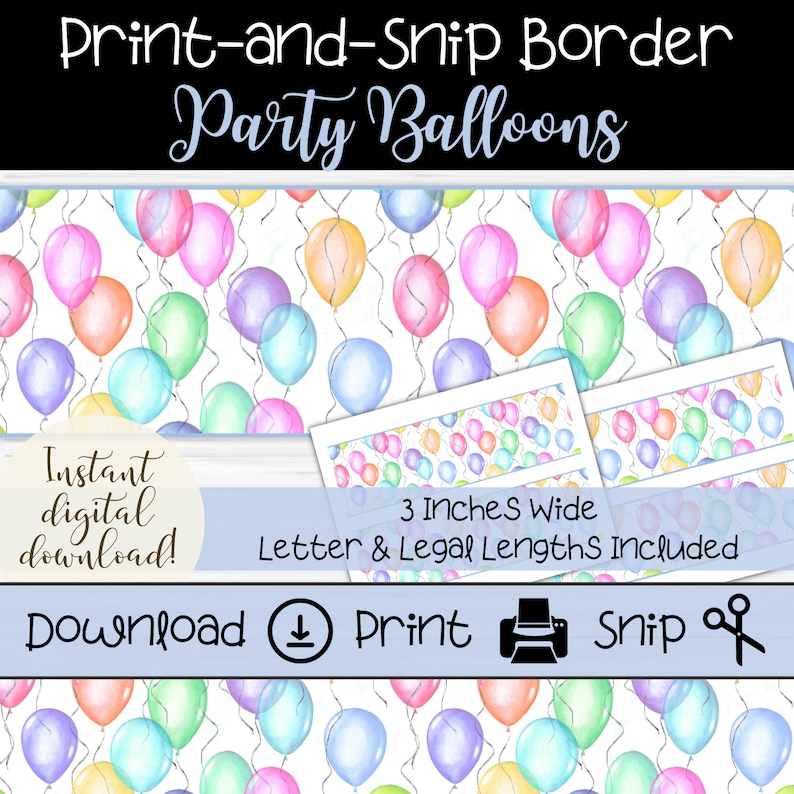Bulletin Board Border Strips | Birthday Balloons Theme | Printable ...