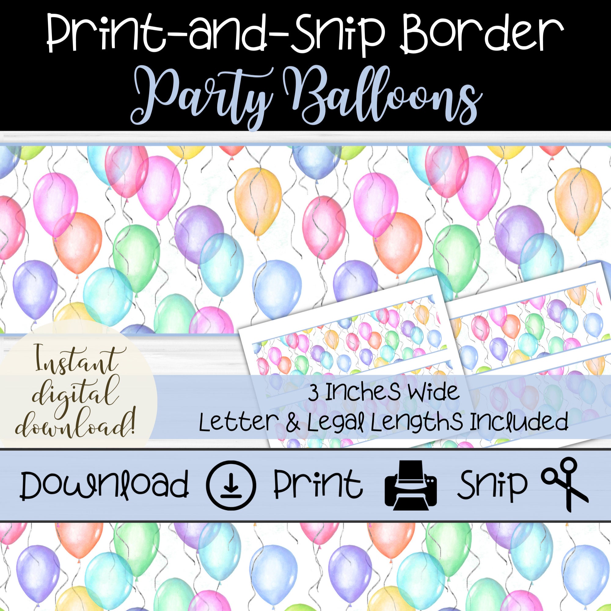 Bulletin Board Border Strips Birthday Balloons Theme Printable Border ...