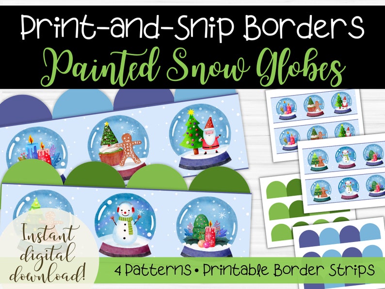 Snow Globe Bulletin Board Borders Printable Christmas - Etsy