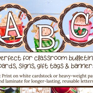 Printable Bulletin Board Letters for Winter | Hot Chocolate Mug Circle ...