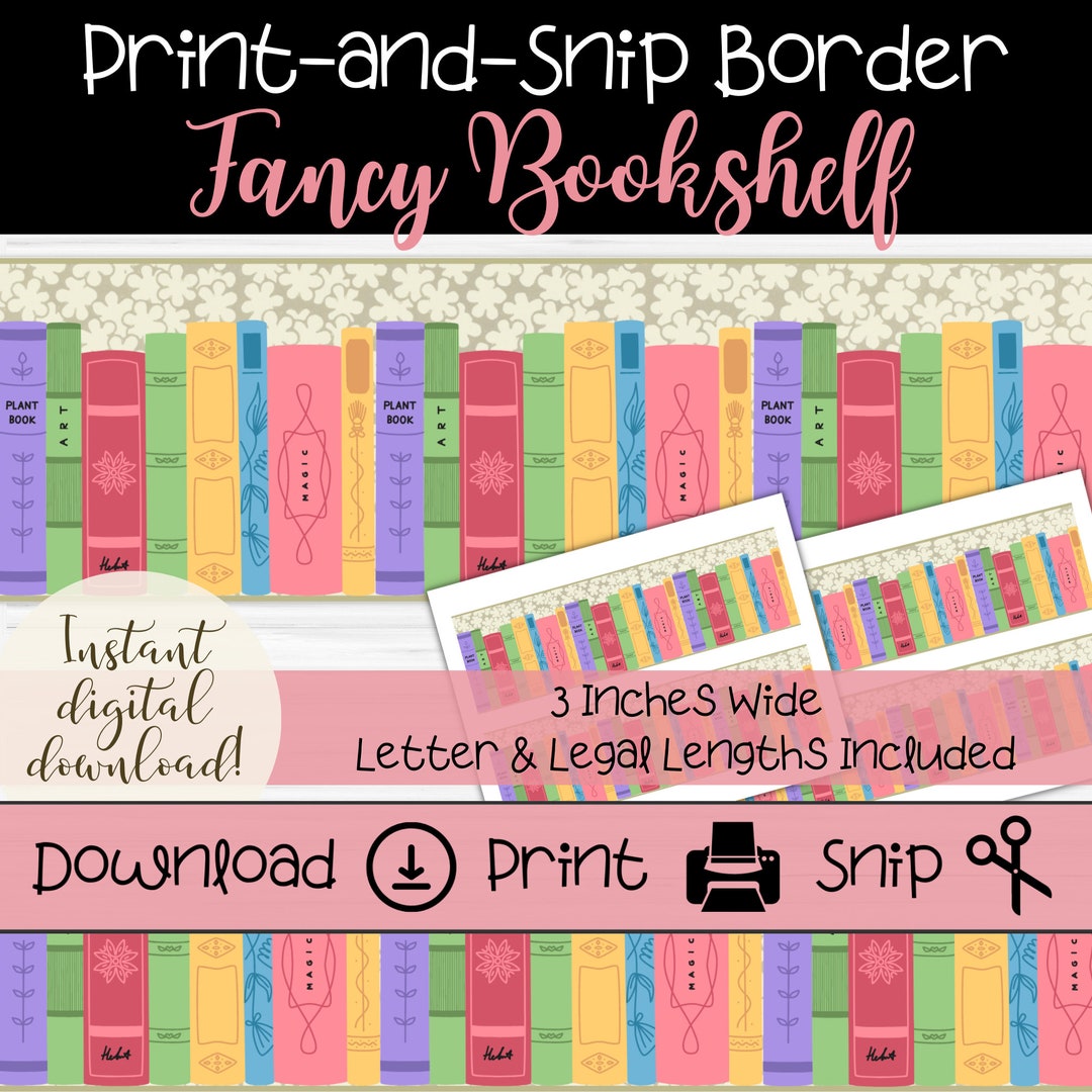 Bookshelf Bulletin Board Border: Teacher Library Decor (digital ...