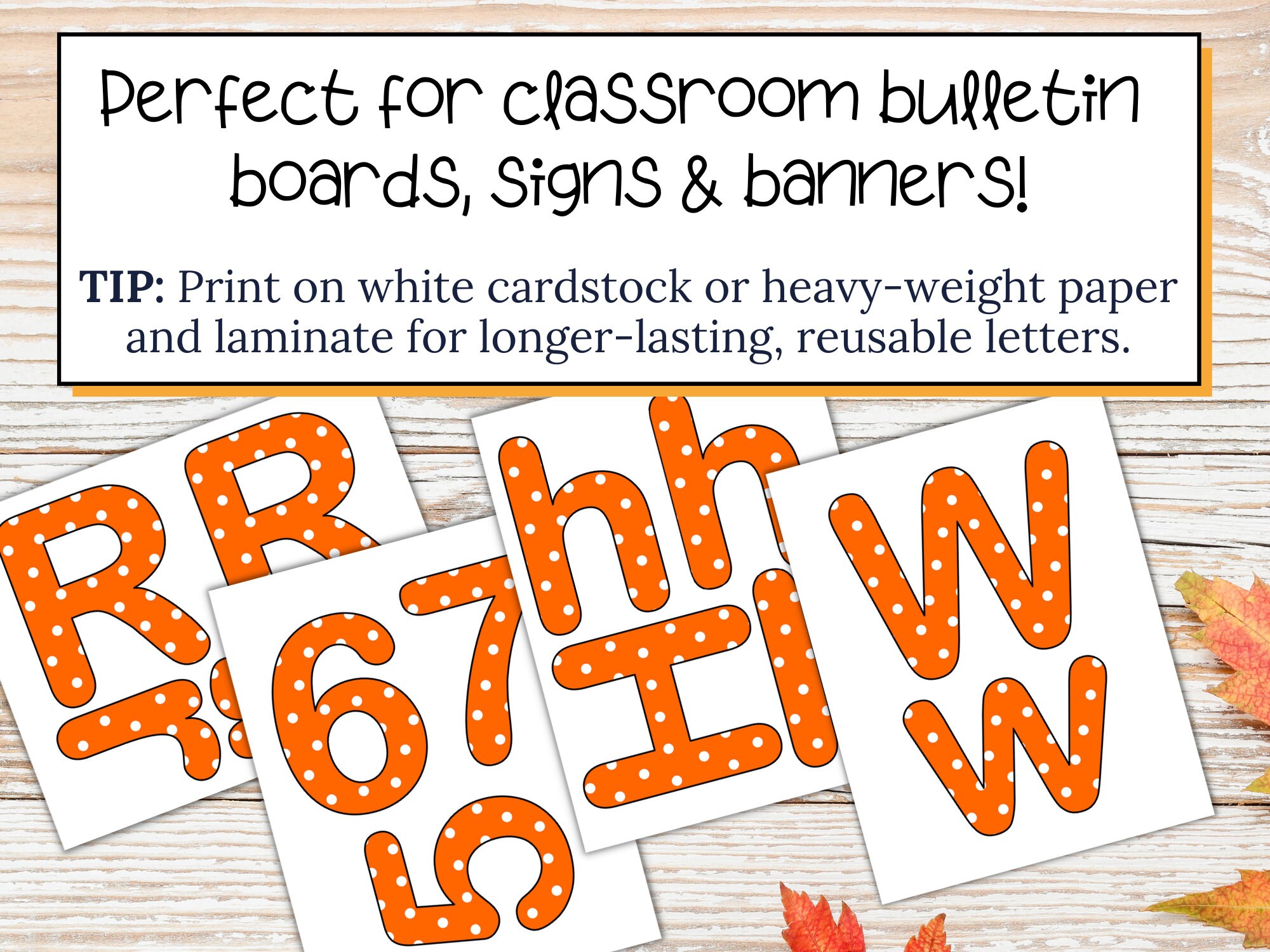 Printable Orange and White Polka Dot Bulletin Board Letter Set - Etsy
