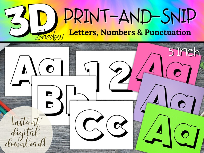 Bulletin Board Block Letters Printable 3D Shadow Letters & - Etsy