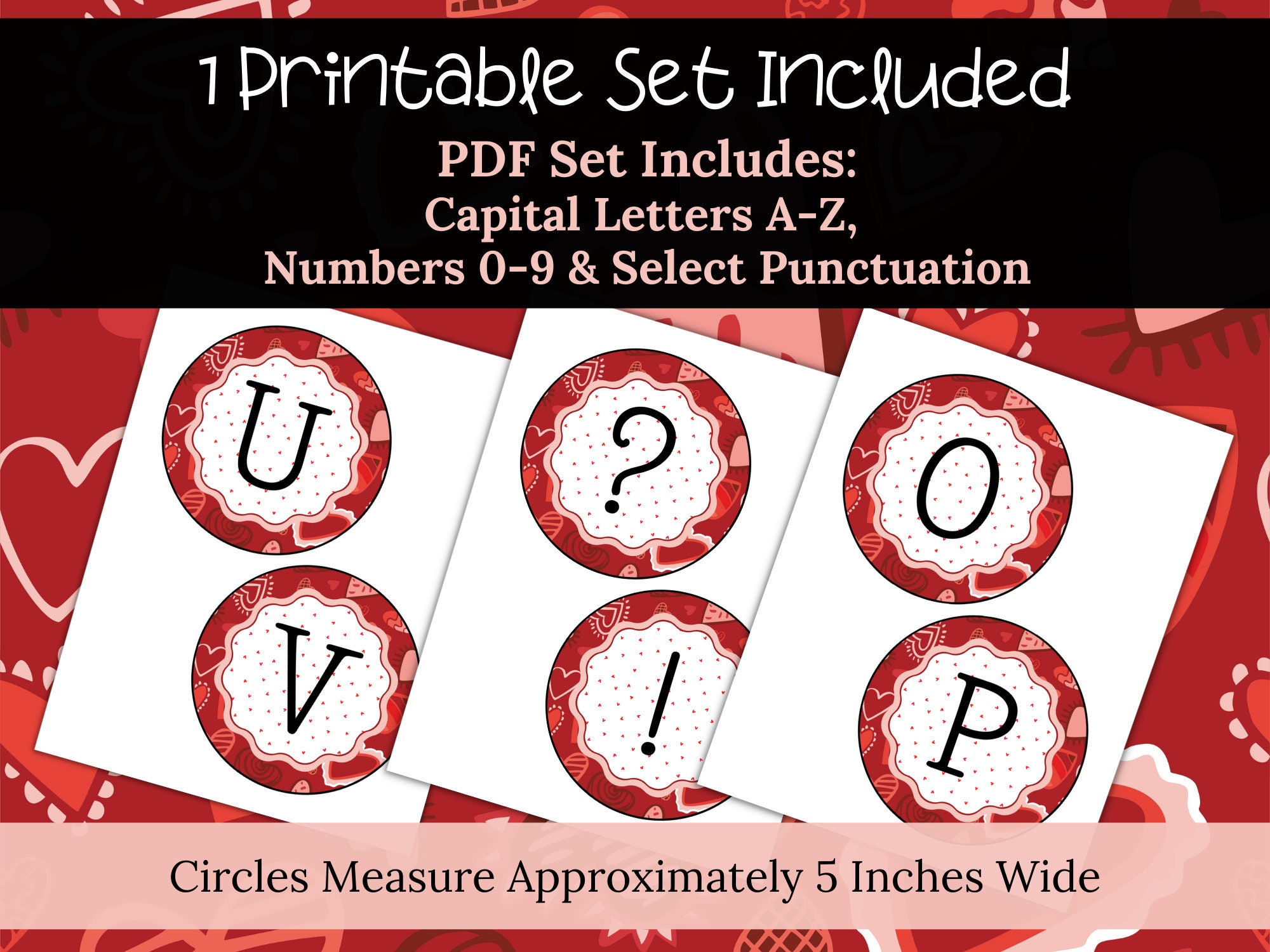 Valentine Bulletin Board & Sign Letters Printable Circle Letter Set ...