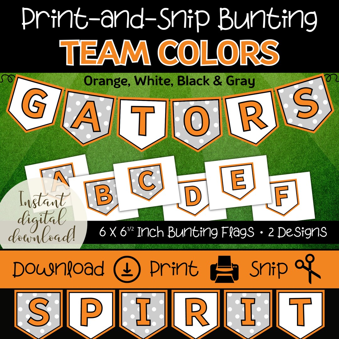 Orange & White Bunting Banner Flags | School Spirit Bunting | Printable ...