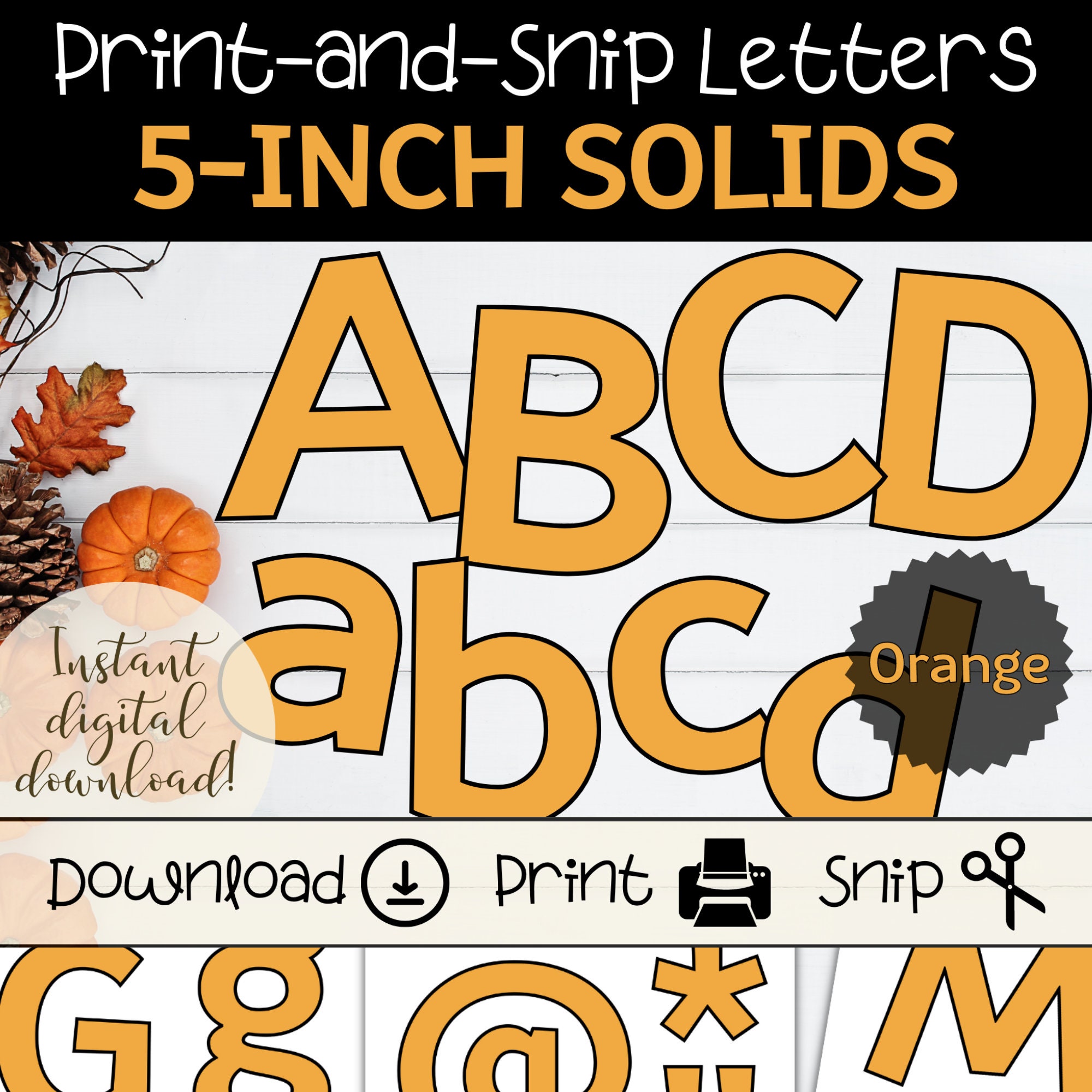 Orange Bulletin Board Letters Printable Letter Set for Classroom 5 Inch ...