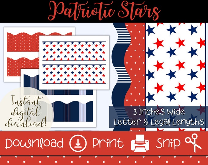 4th of July Bulletin Board Border, Printable Border for Classroom Decor ...