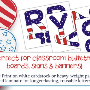 Patriotic Bulletin Board Letters | American Flag Theme | 5 Inch ...