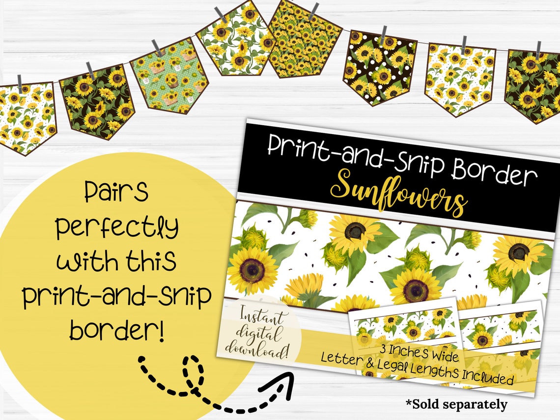 Yellow Sunflowers Bunting Banner Flags Bulletin Board - Etsy