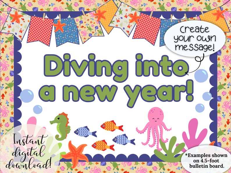 Under the Sea Bulletin Board Kit Ocean Theme & Sea Life Printable ...