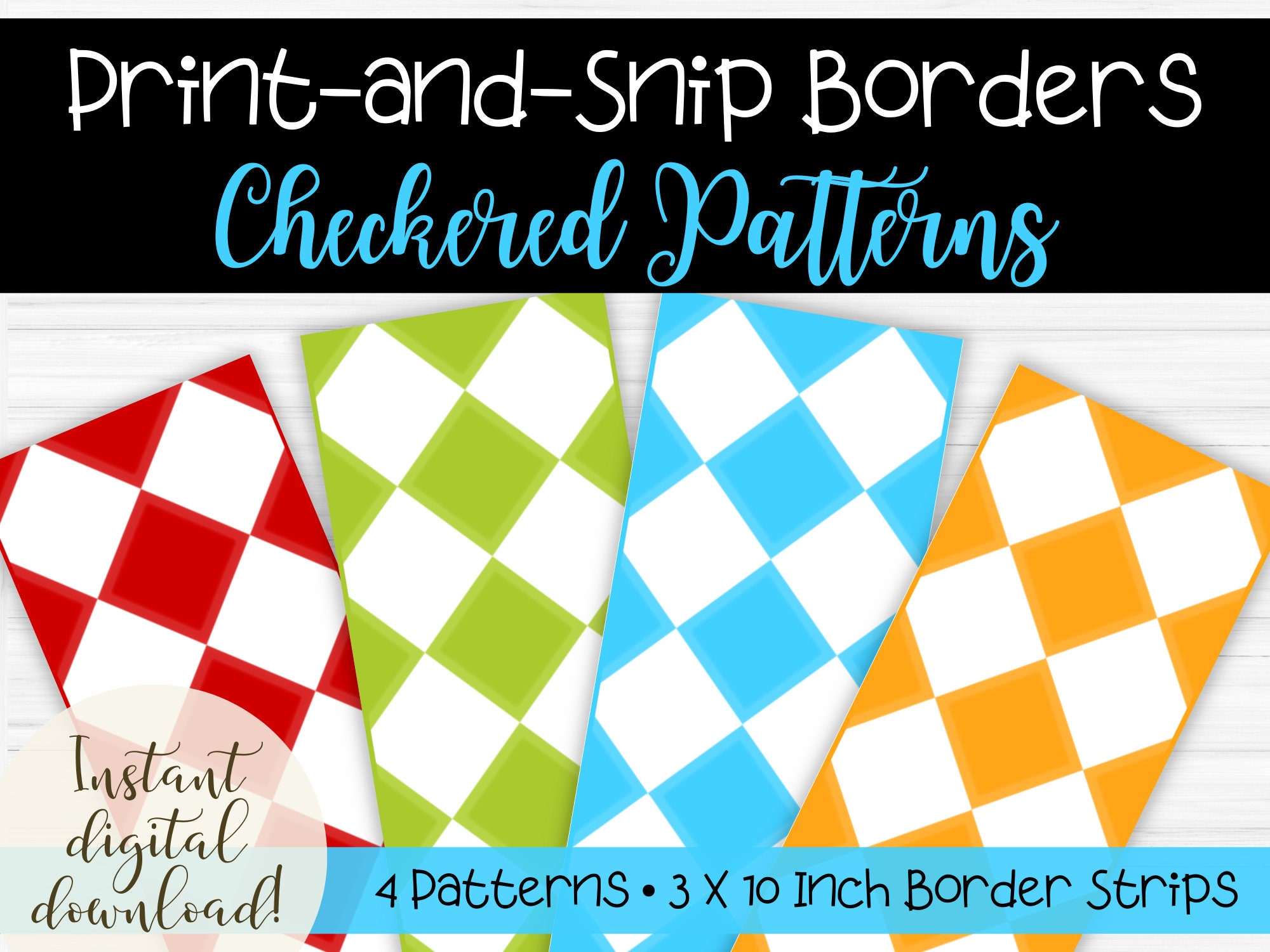 Bright Checkered Bulletin Board Borders Printable Trim for - Etsy