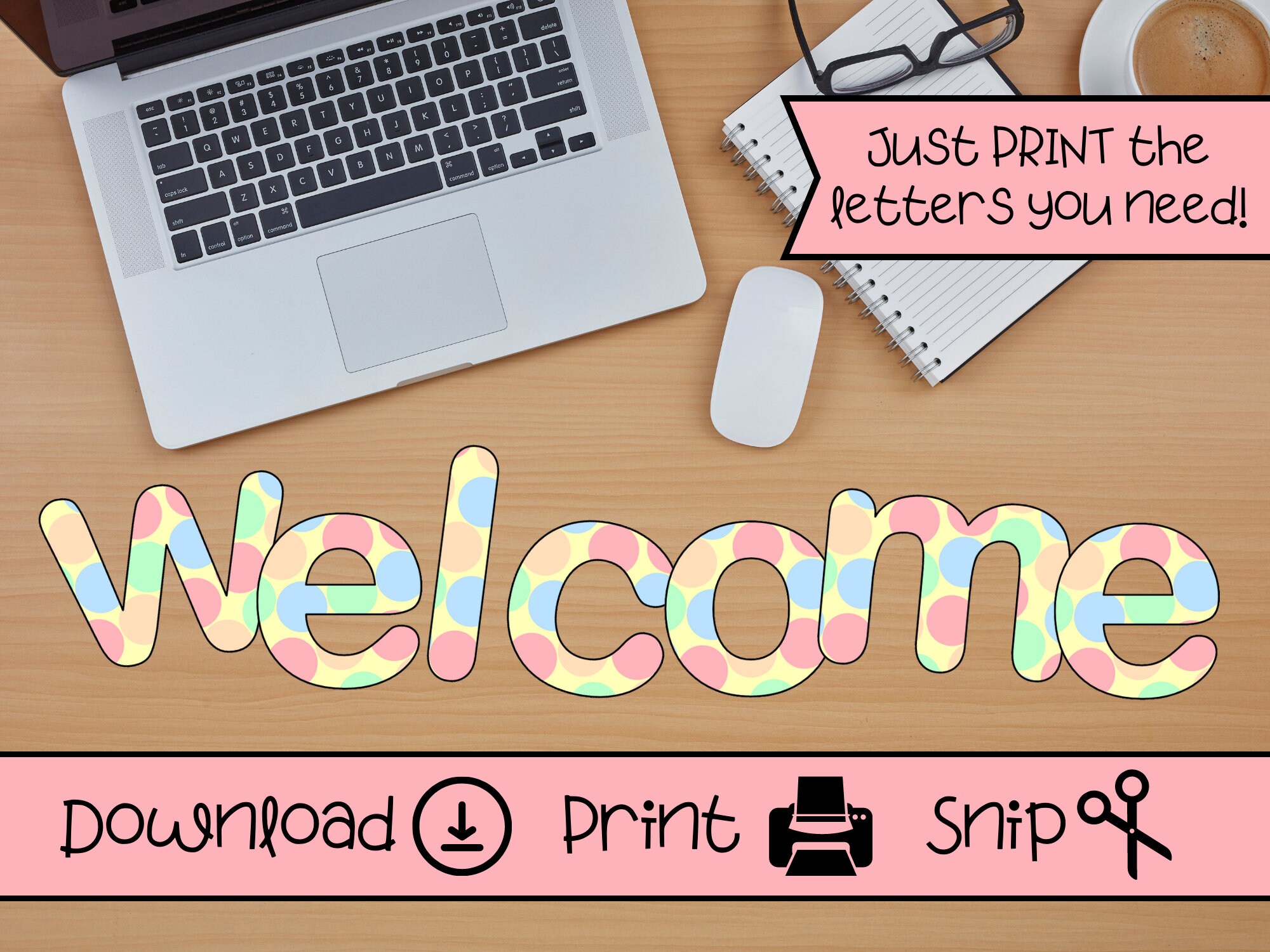 Printable Pastel Polka Dot Bulletin Board Letters and Numbers - Etsy